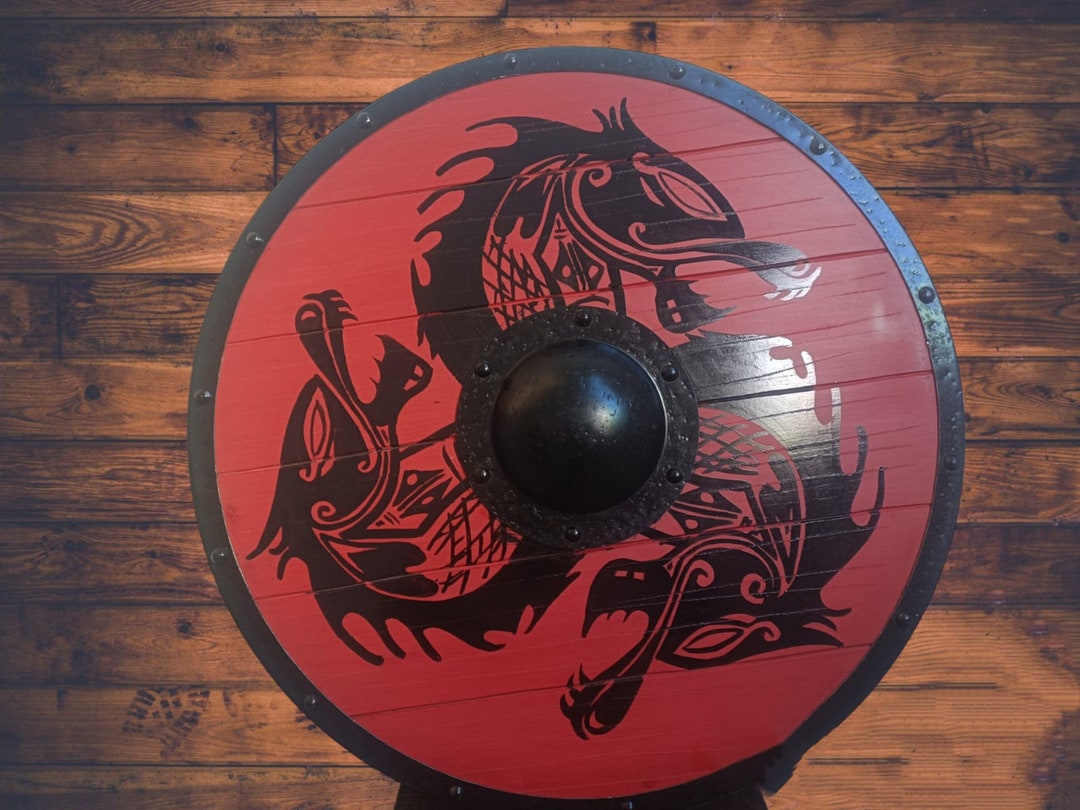 Medieval Dragon Shield Wood & Mild Steel Shield Warrior Armor Battle ...