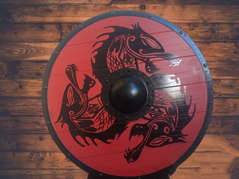 Medieval Dragon Shield Wood & Mild Steel Shield Warrior Armor Battle ...