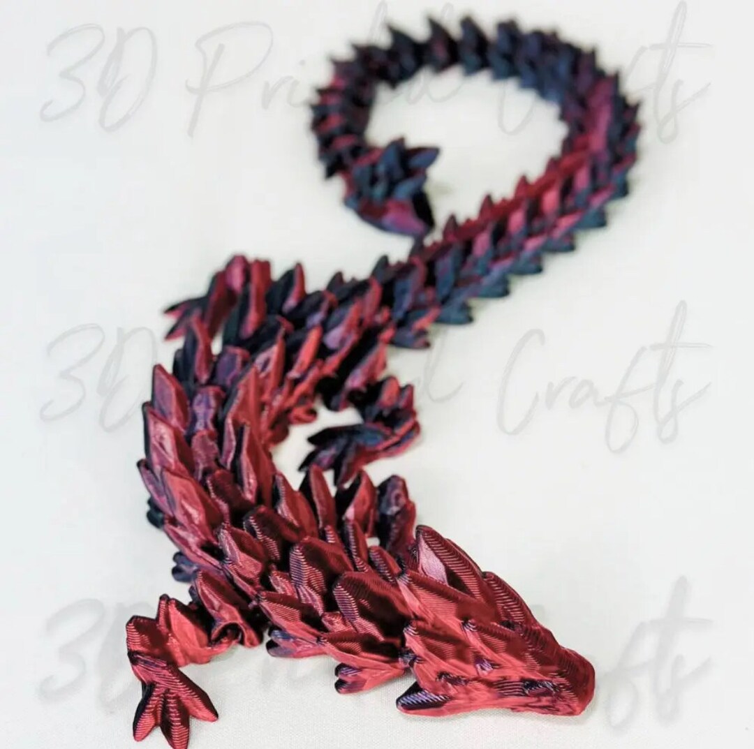 3D Printed Articulated Crystal Gem Dragon Flexi-articulated Gem Dragon ...
