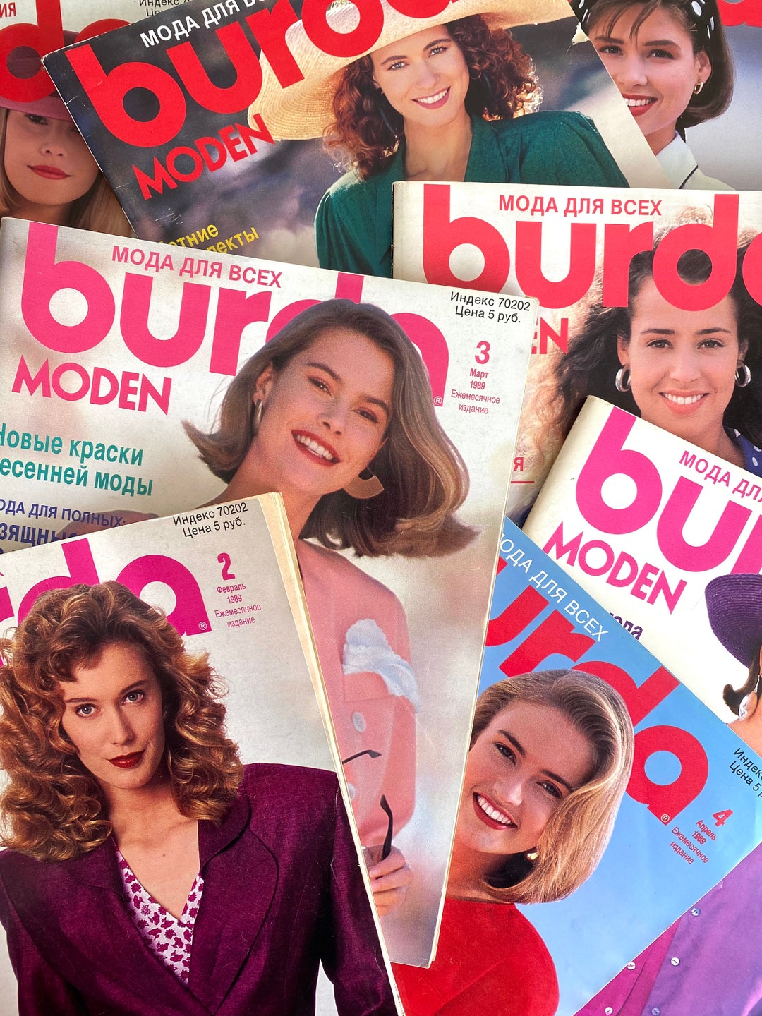 1989 Burda Moden Vintage Russian Magazine Fashion Dress Pattern Sewing ...