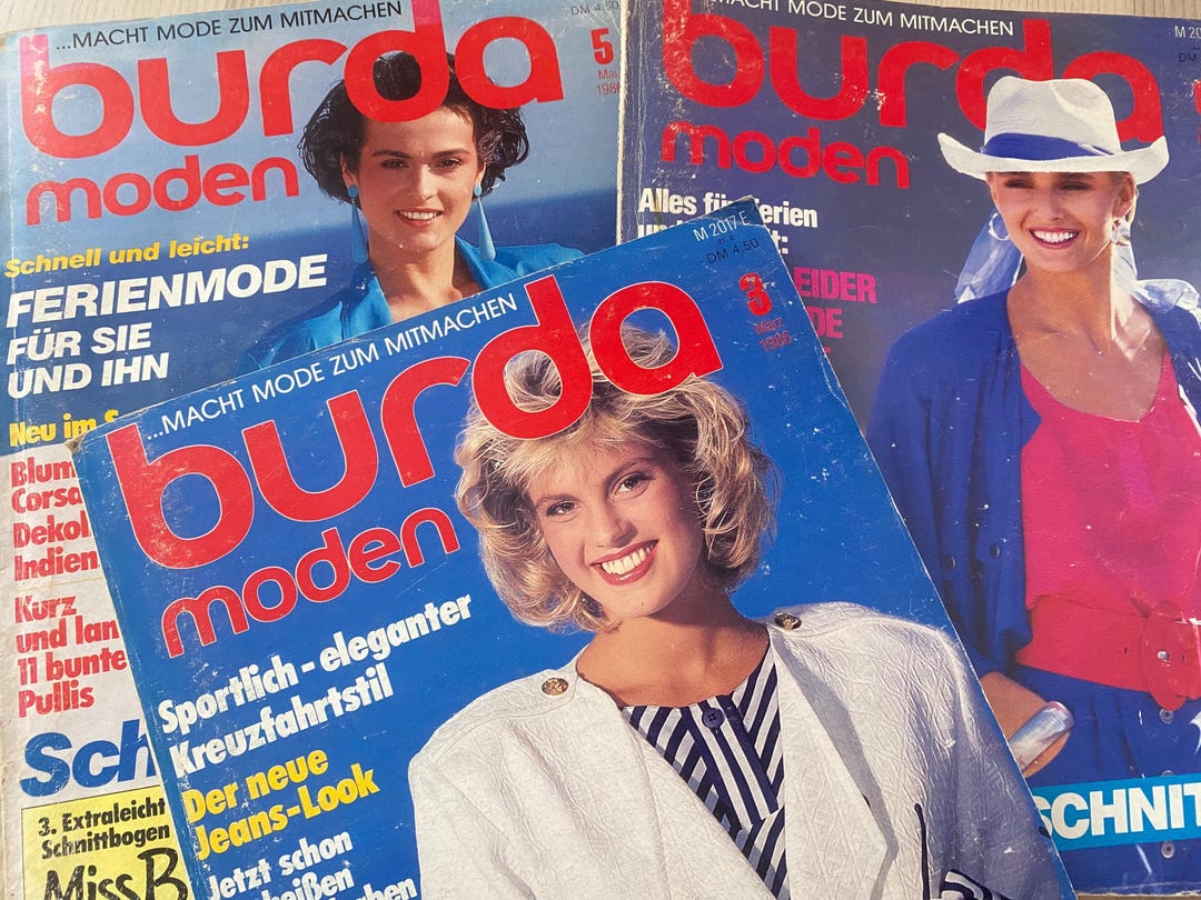 1986 Burda Vintage German Magazine Fashion Dress Pattern Sewing Pattern DIY Burda Die Ganze Welt ...