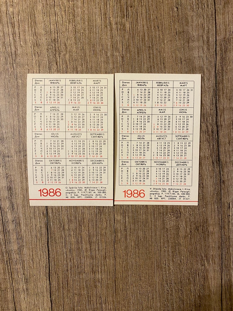 1986 Architectural Monuments of the Latvian SSR Pocket Calendars ...