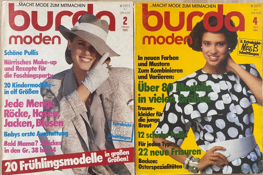 1985 Burda Vintage German Magazine Fashion Dress Pattern Sewing Pattern DIY Burda Die Ganze Welt ...