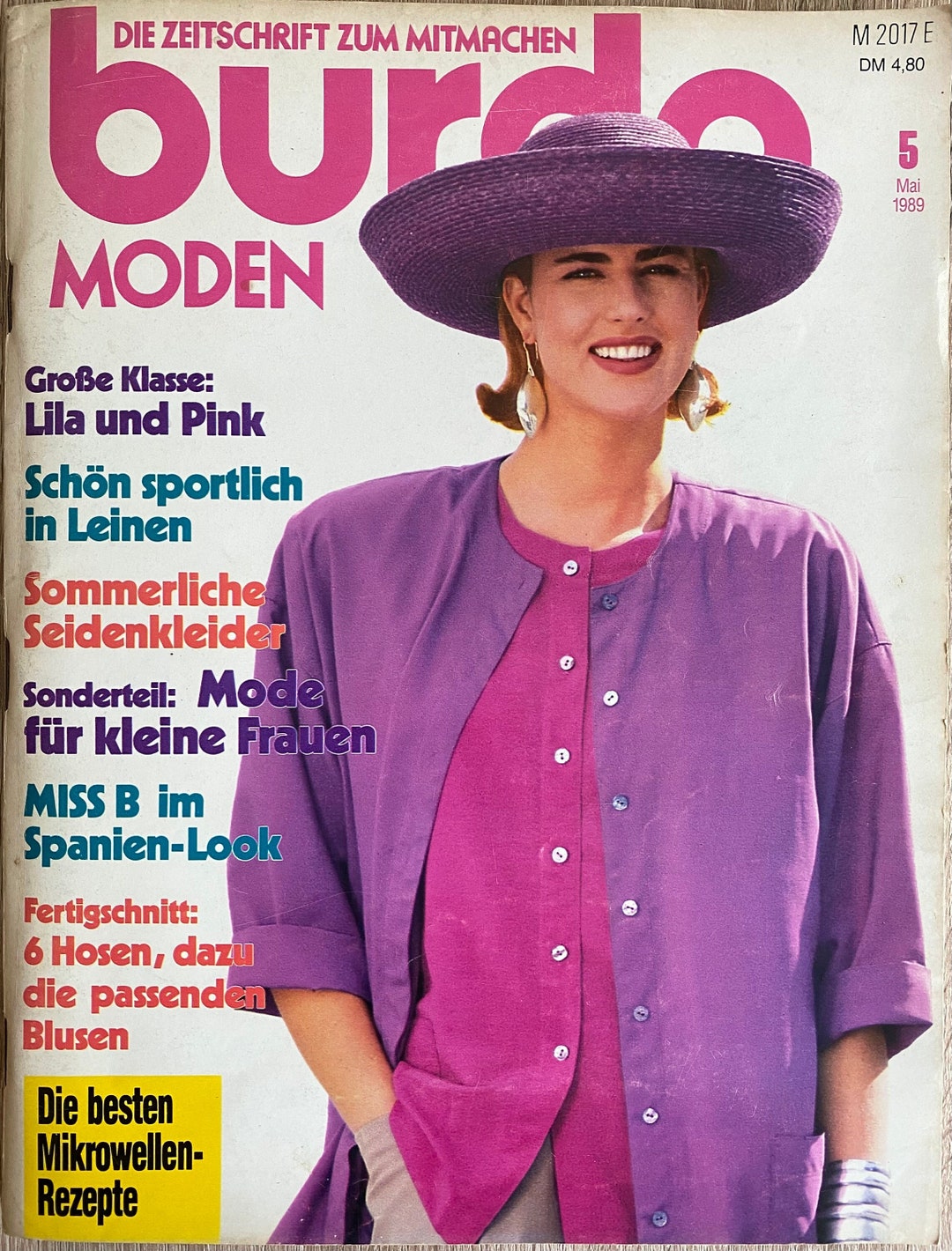 1989 Mai 5 Burda Vintage German Magazine Fashion Dress Pattern Sewing ...
