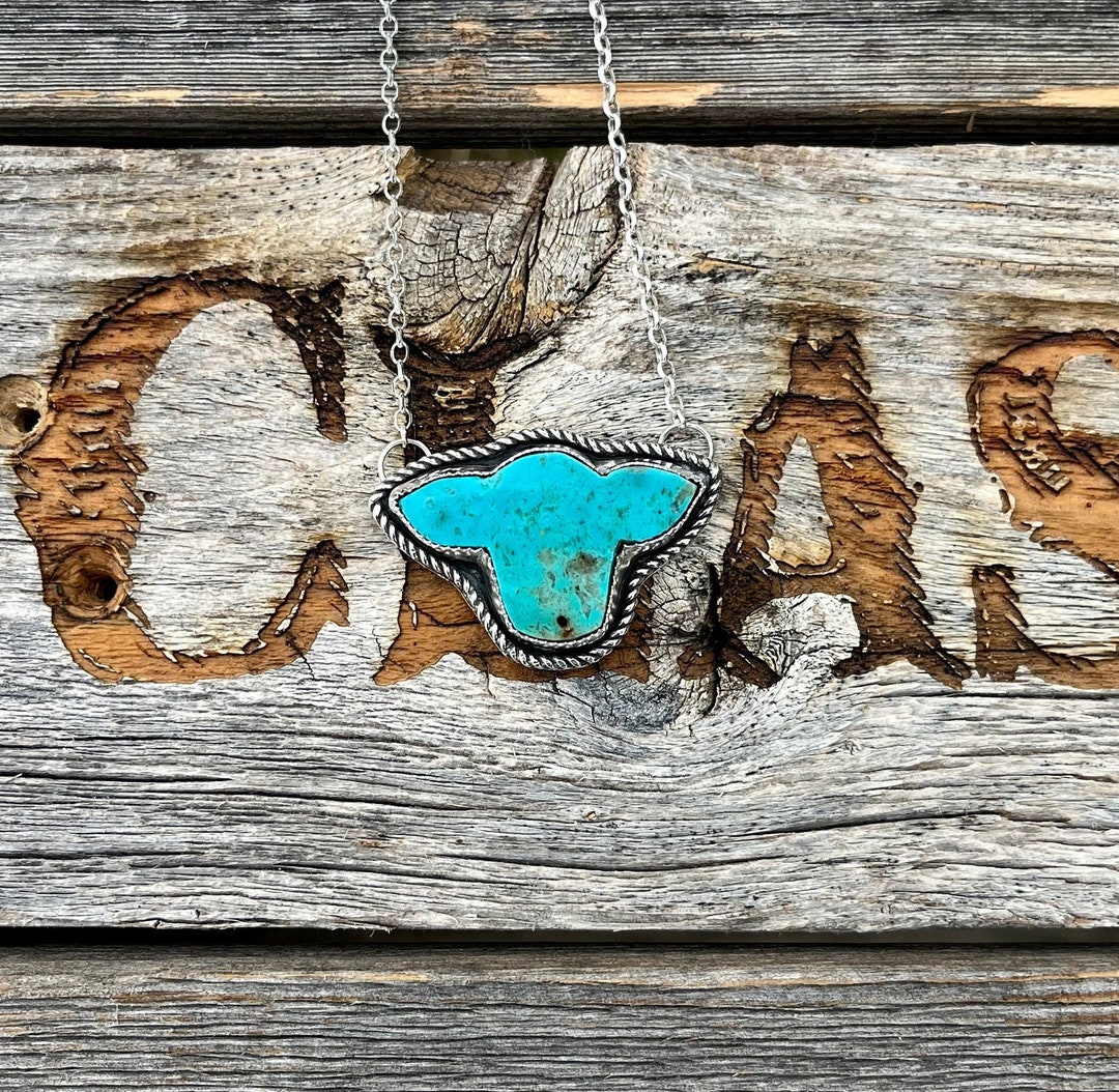 Kingman Turquoise Cow Necklace - Etsy