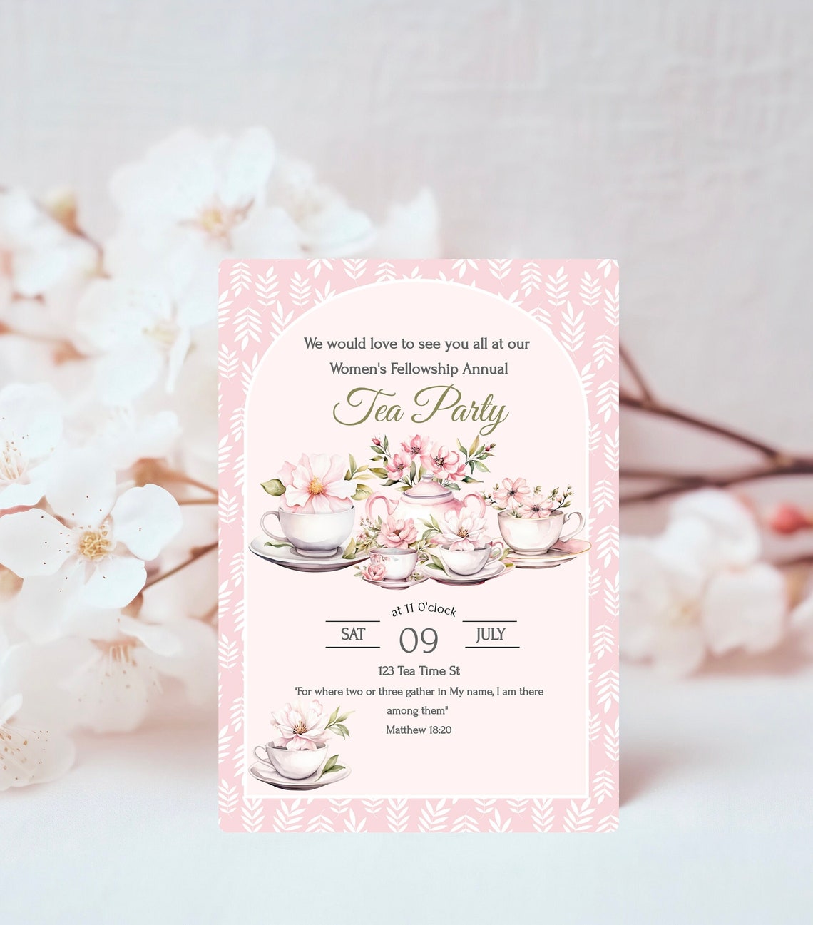 Women's Ministry Tea Party Invitation Women's Bible Study Tea ...