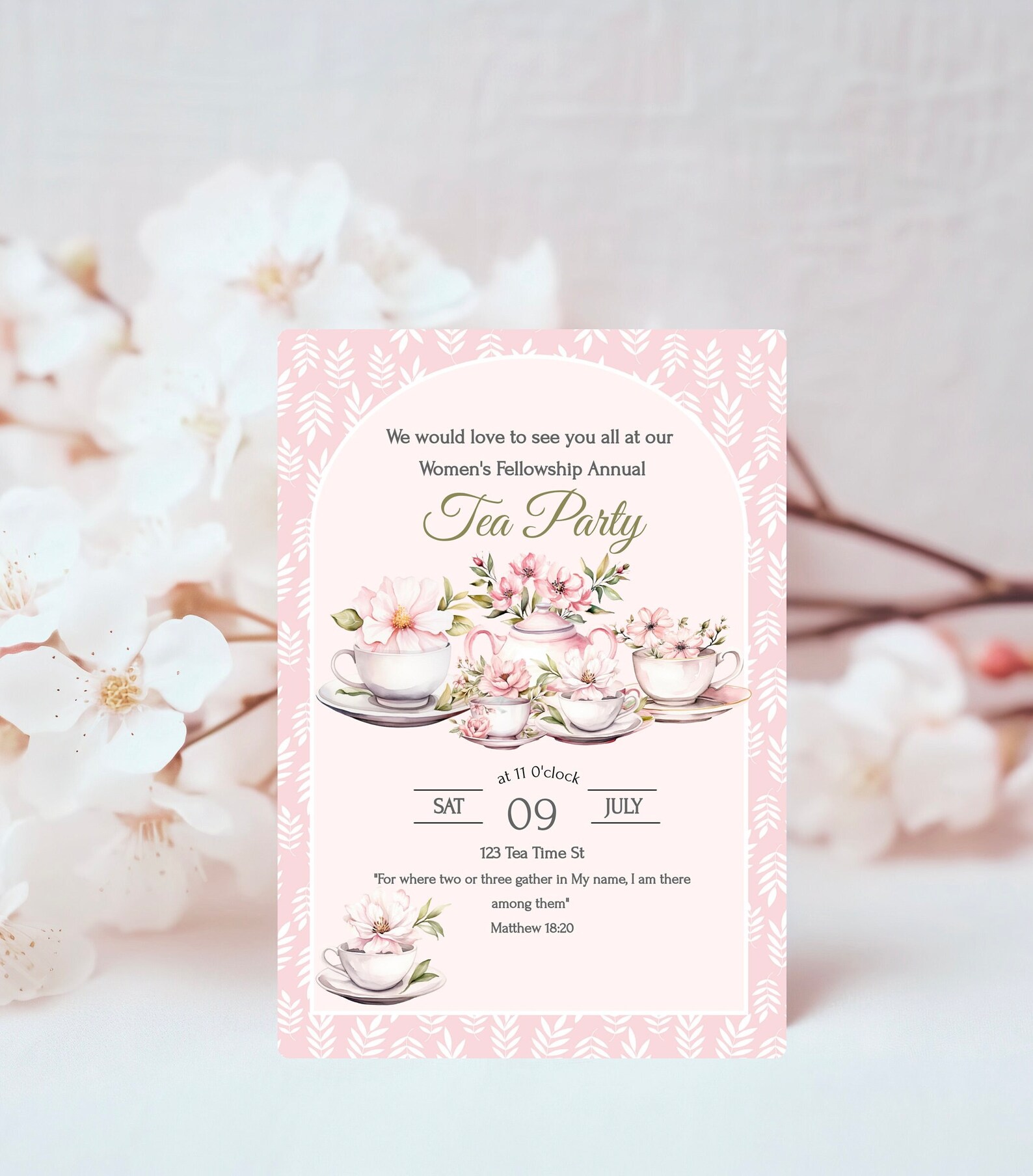 Women's Ministry Tea Party Invitation Women's Bible Study Tea ...