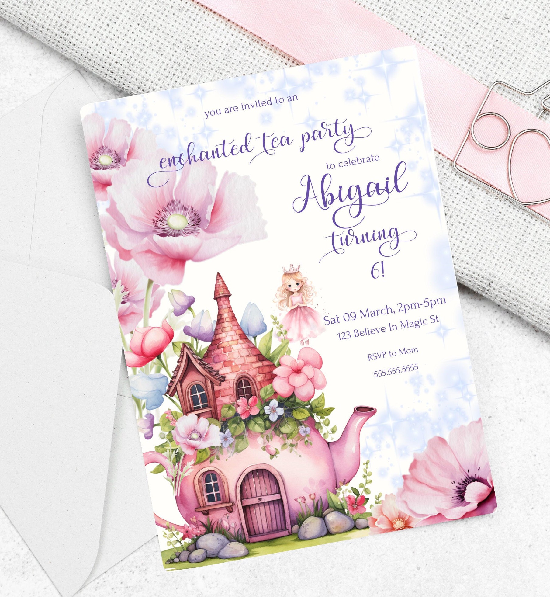 Magical Tea Party Invitation Template- Enchanted Tea Party Birthday ...