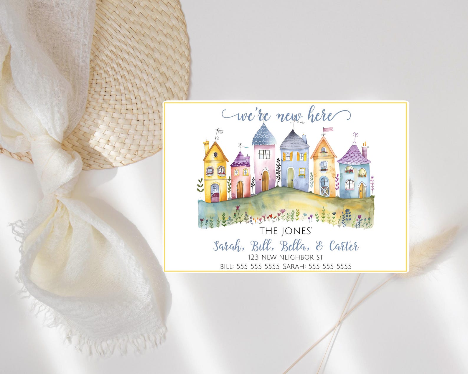 New Home Card Neighbors Introduction Moving in Card We're New Here New ...