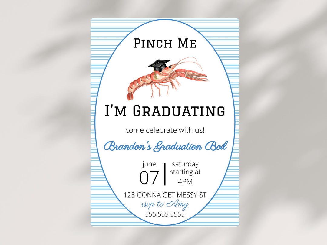 Crawfish Graduation Boil Grad Party Invite High School Senior Grad 2025 ...