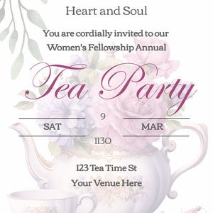 Women's Ministry Tea Party Invitation- Women's Bible Study- Tea ...