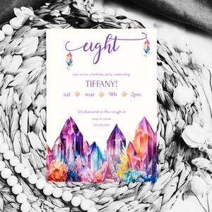 She's A Gem Girl's 8th Birthday Crystal Geode Invite- Geology Party ...