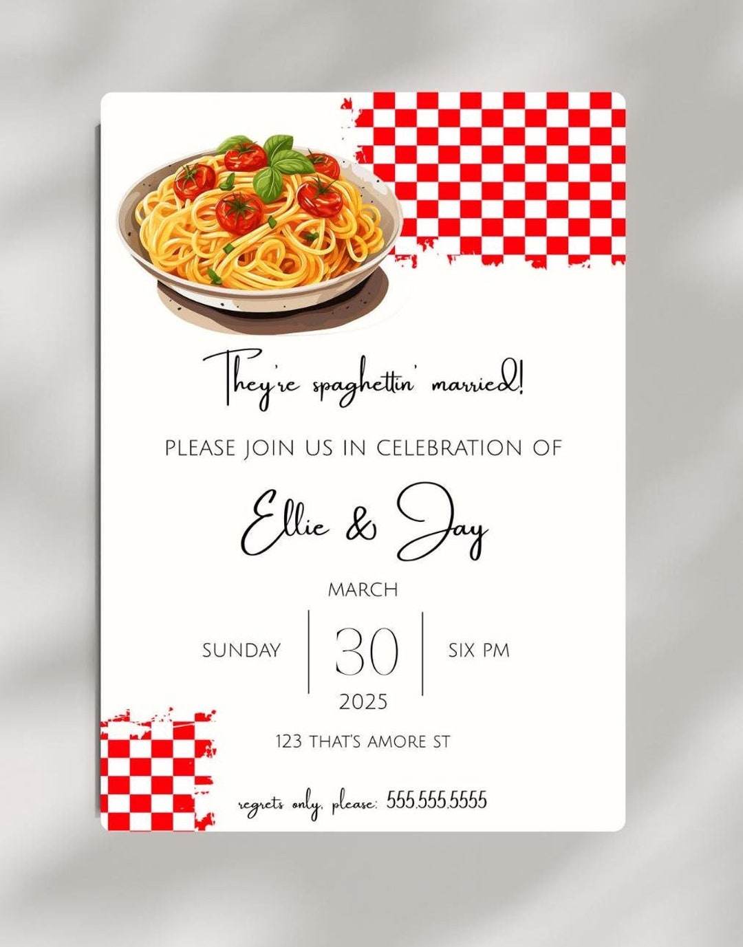 Pasta Engagement Party Invite That's Amore Italian Theme Wedding Shower ...