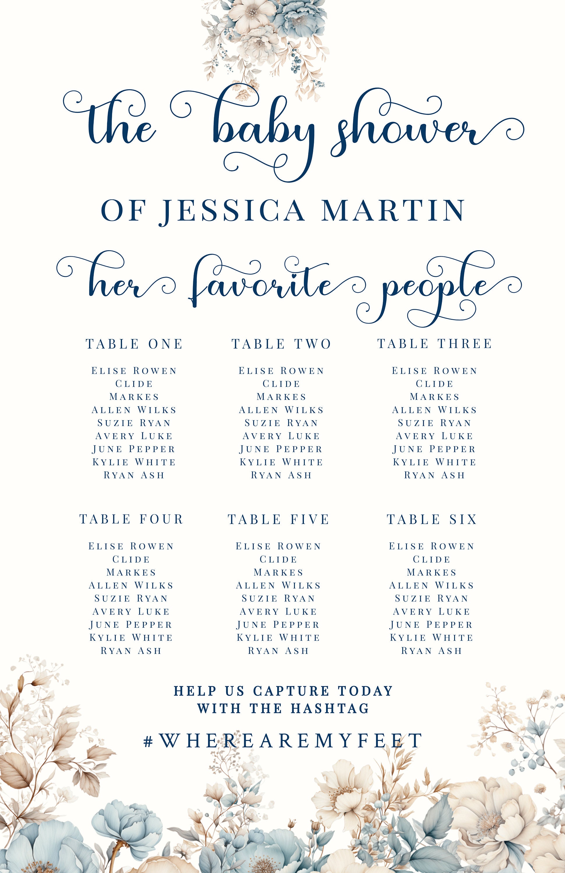 Blue Baby in Bloom Baby Shower Seating Chart Elegant Baby Shower Baby ...