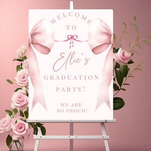 Coquette Graduation- Pink Bow Welcome Sign- Class of 2024- Pink Bow ...