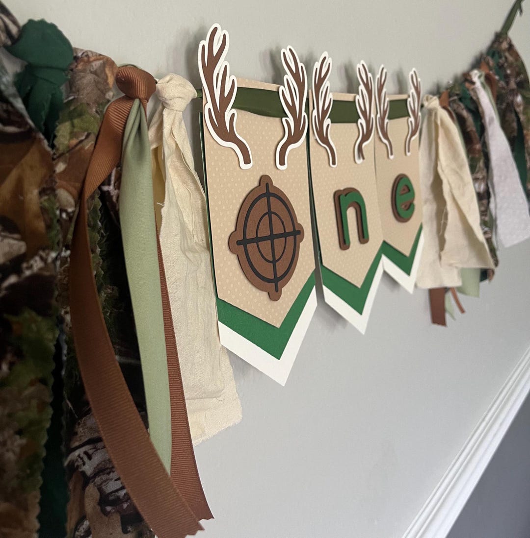 The Big One Deer Hunting Smash Cake Banner 1st Birthday Highchair ...