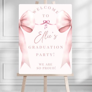Coquette Graduation- Pink Bow Welcome Sign- Class of 2024- Pink Bow ...