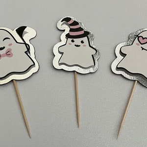 Cute Ghost Cupcake Toppers Girly Halloween Ghost Party Decor Custom ...