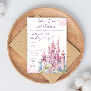 Four Ever Princess Birthday Invitation- 4th Birthday Invite- Princess ...