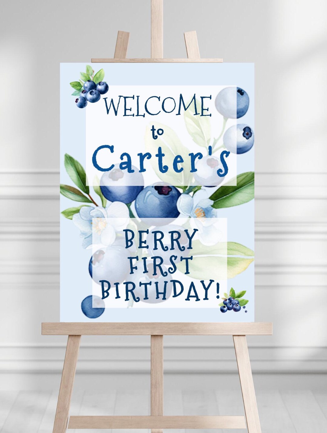 Berry 1st Birthday Welcome Sign- Boy's 1st Birthday Welcome Sign ...