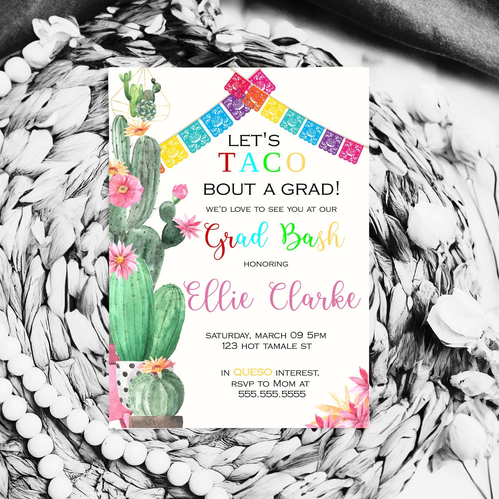 TACO Bout Graduation Invite- Fiesta Graduation Party Invitation- Class ...