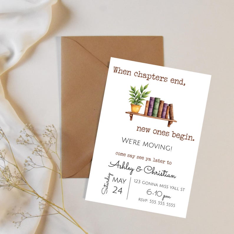 Going Away Party Farewell Moving Printable Invitation New Chapter ...