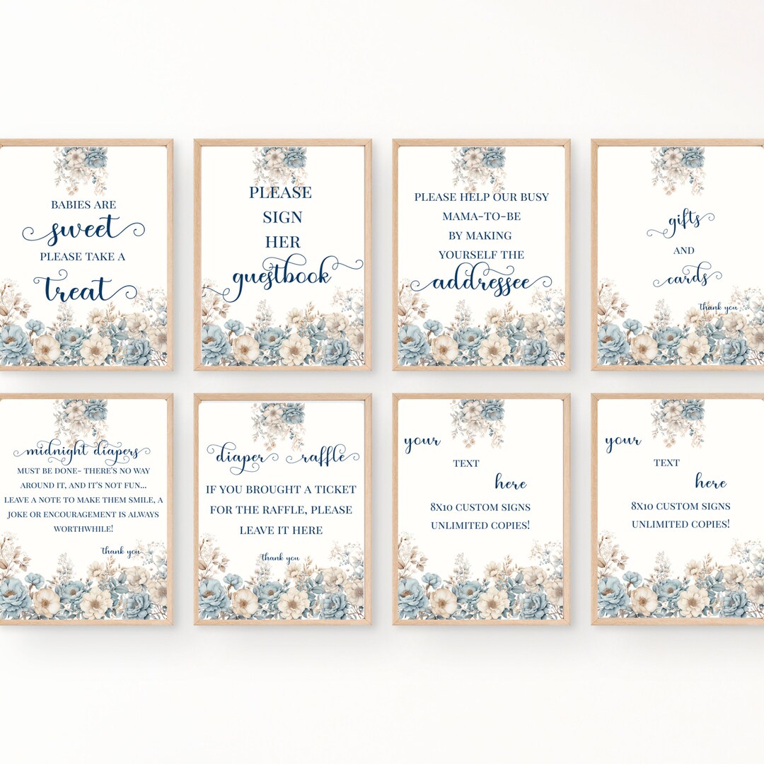Blue Baby in Bloom Shower Sign Bundle Baby in Bloom Shower Decor Baby ...