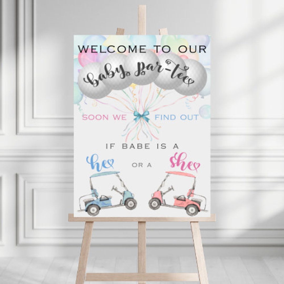 Golf Gender Reveal Printable Poster- Editable Welcome Sign for Baby ...