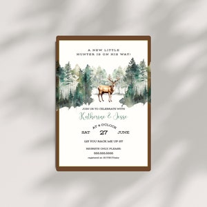 New Little Hunter on the Way Buck Hunting Sign Baby Shower Cards and ...
