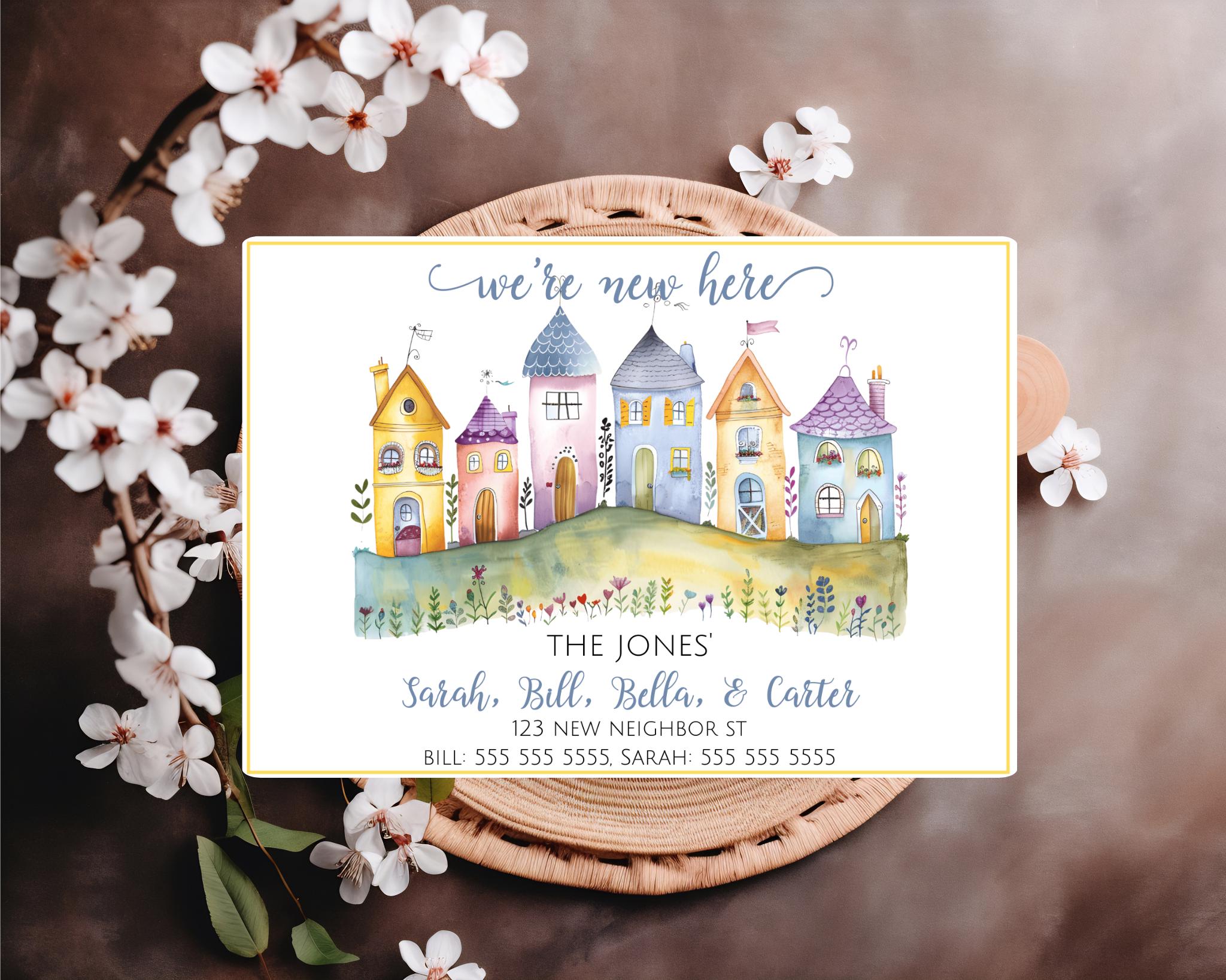 New Home Card Neighbors Introduction Moving in Card We're New Here New ...