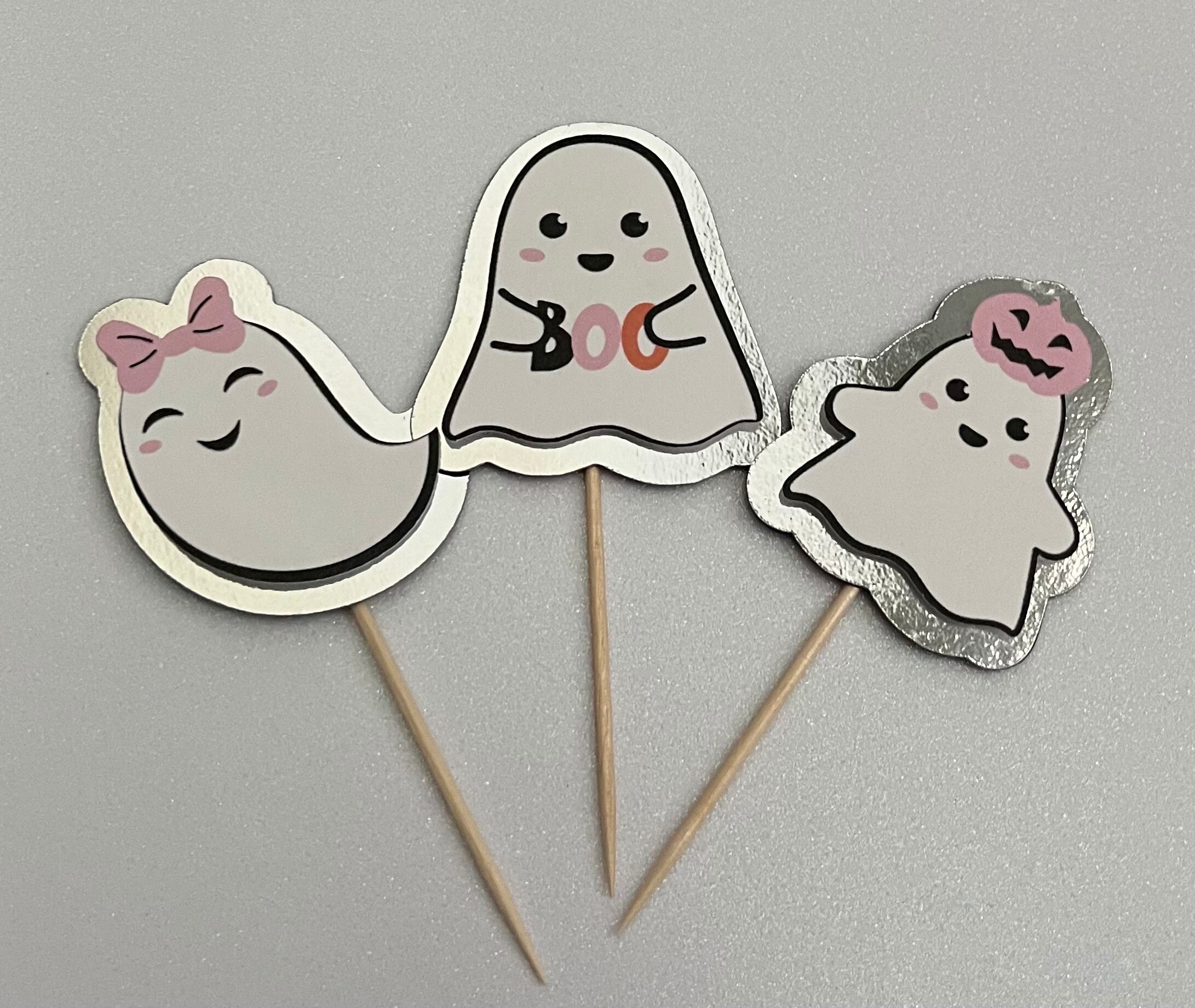 Cute Ghost Cupcake Toppers Girly Halloween Ghost Party Decor Custom ...