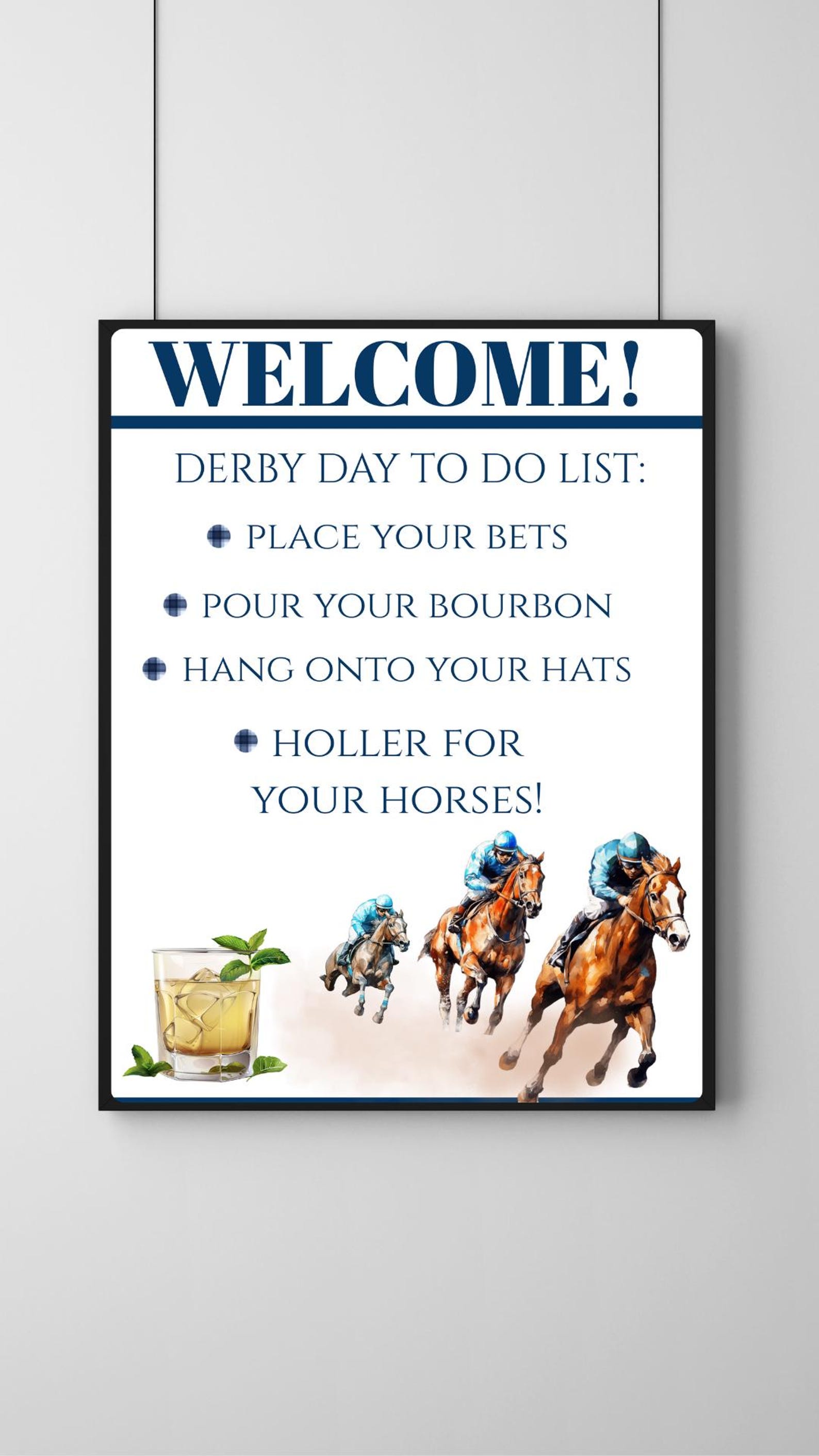 Derby Day Welcome Sign Horse Racing Party Kentucky Derby Hat Party Run ...