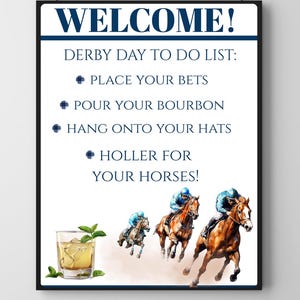 Derby Day Welcome Sign Horse Racing Party Kentucky Derby Hat Party Run ...