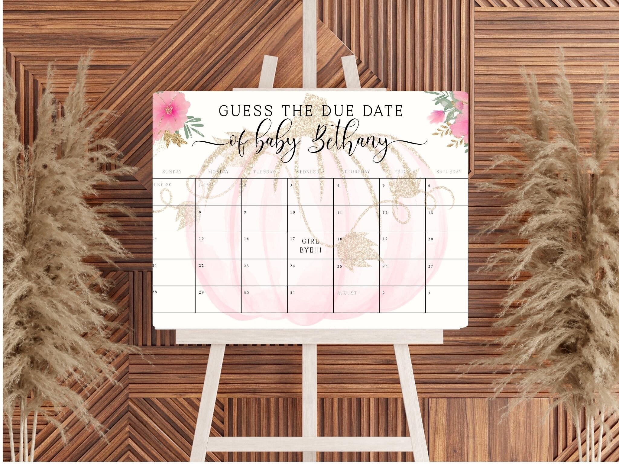 Pink New Little Pumpkin on the Way Guess the Due Date Sign Guess Baby's ...