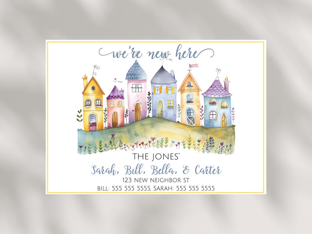 New Home Card Neighbors Introduction Moving in Card We're New Here New ...