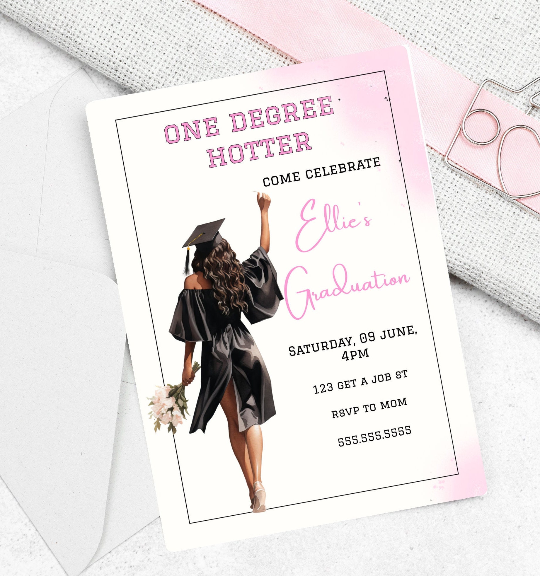 Black Girl Graduate One Degree Hotter Grad Invite African American ...