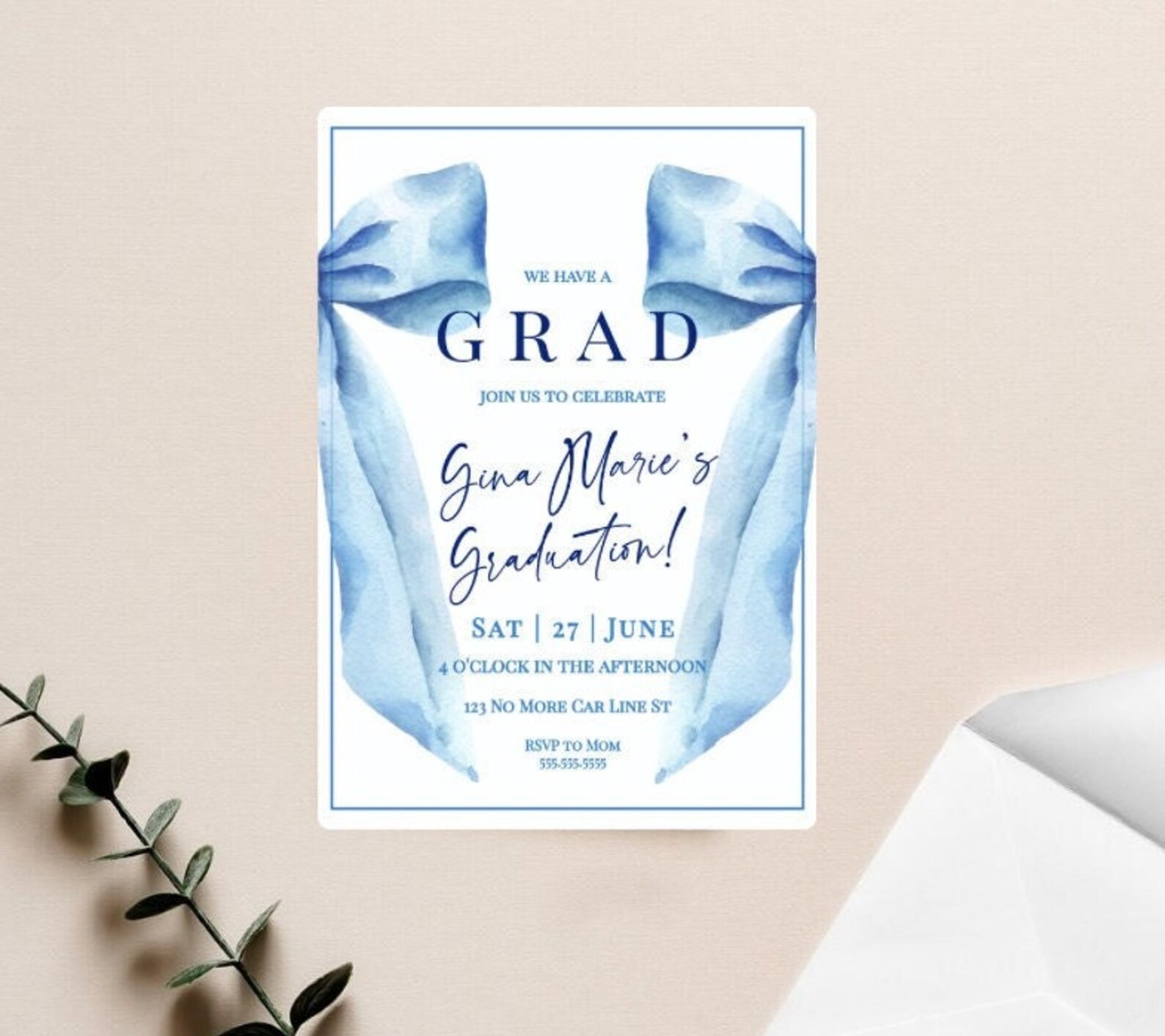 Blue Coquette Bow Graduation Invitation Coquette Graduation Class of ...