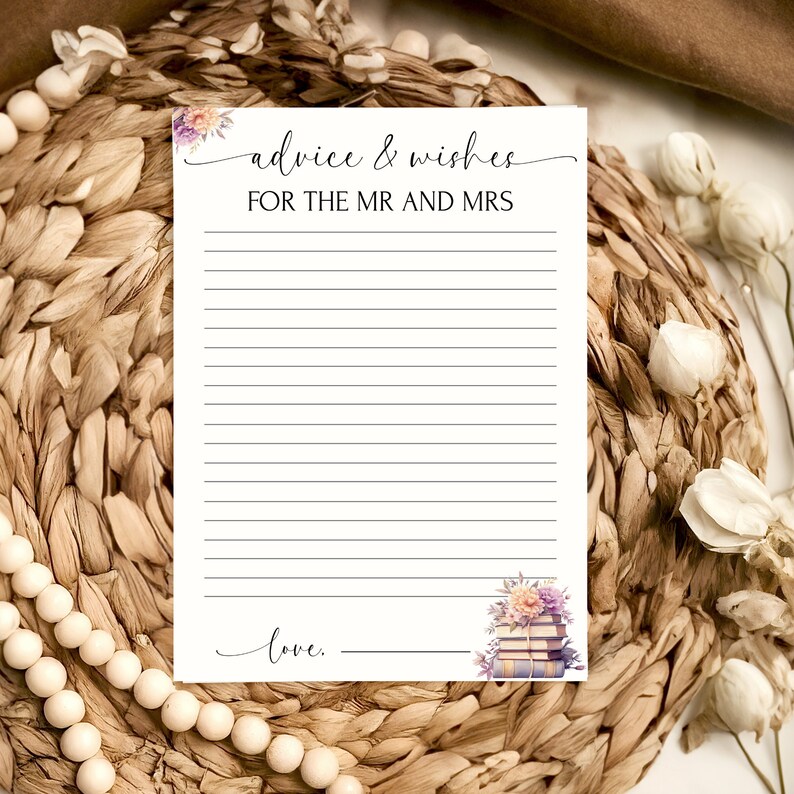 Advice and Wishes New Chapter Begins Couples Bridal Shower Book Library ...