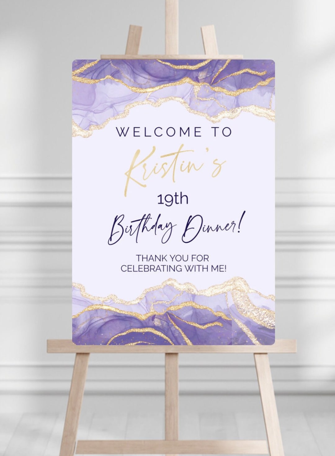 Purple Birthday Welcome Sign- Geode Birthday Dinner Sign- Purple and ...