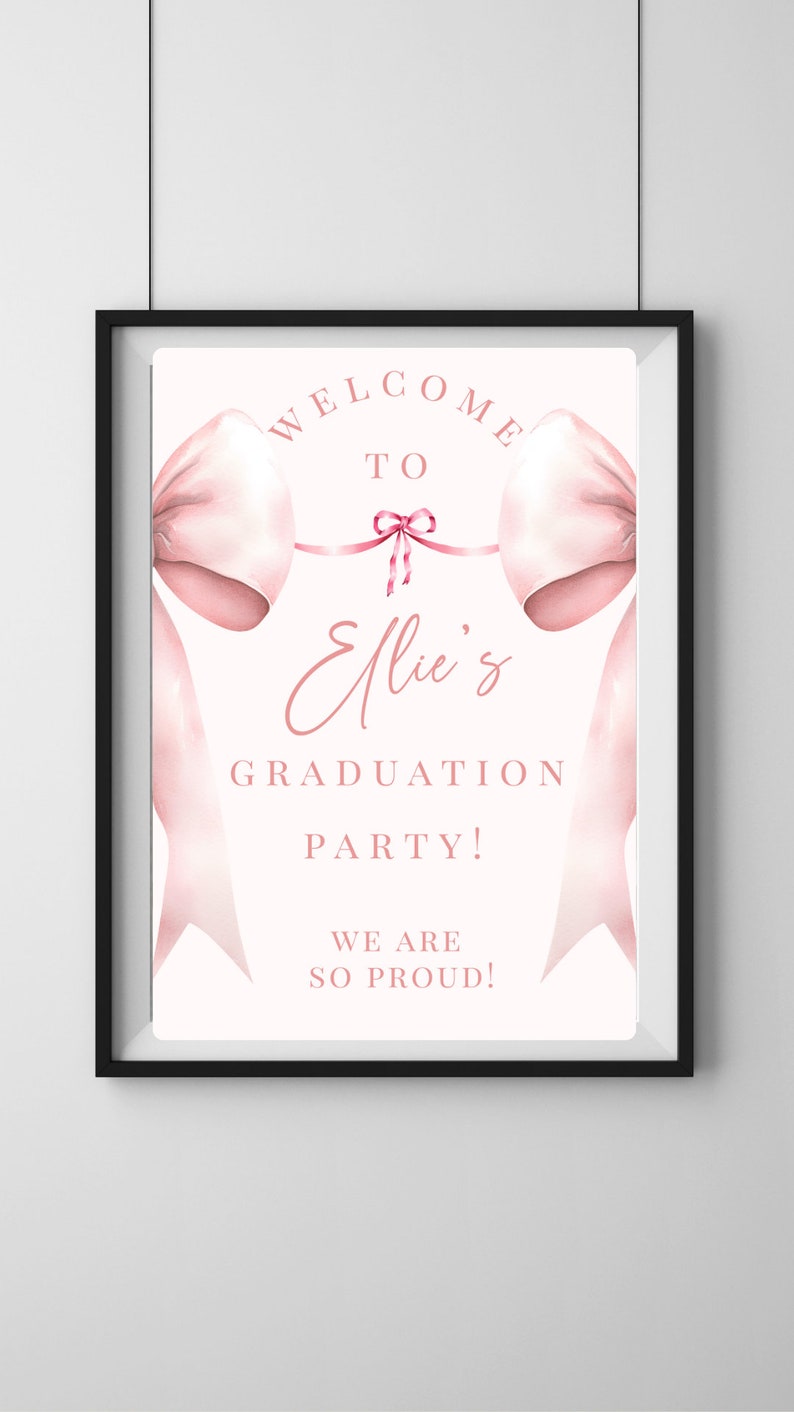 Coquette Graduation- Pink Bow Welcome Sign- Class of 2024- Pink Bow ...