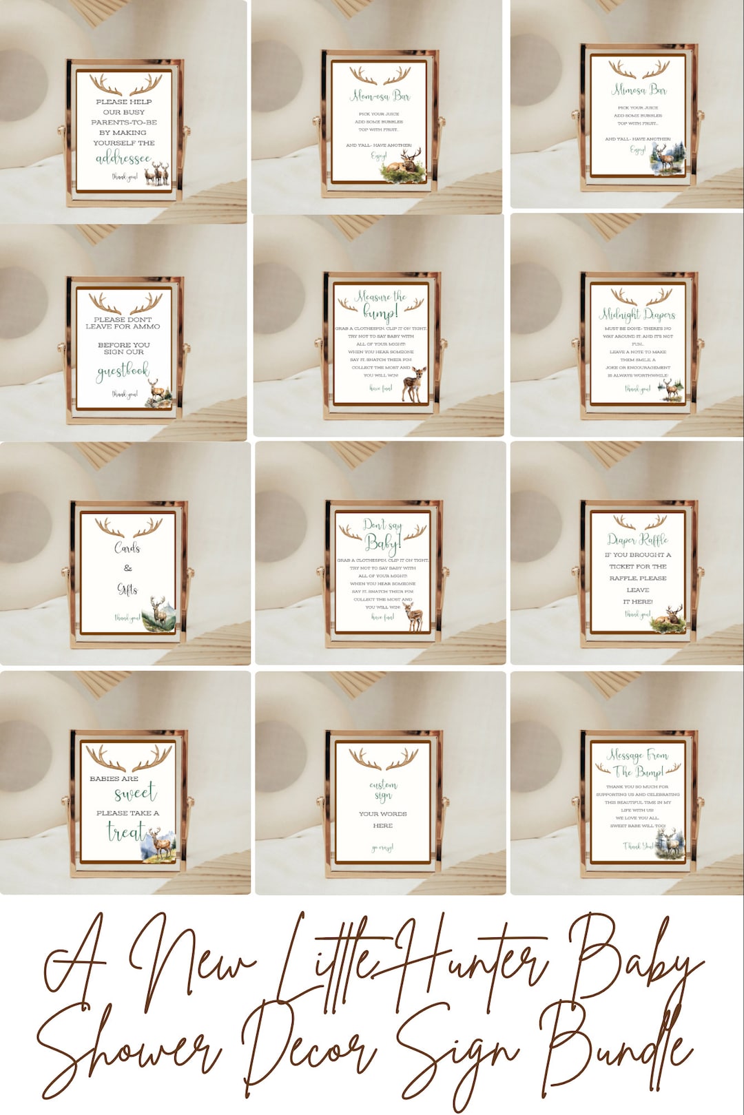 New Little Hunter Shower Deer Hunting Decor Baby Sign Bundle- Guestbook ...