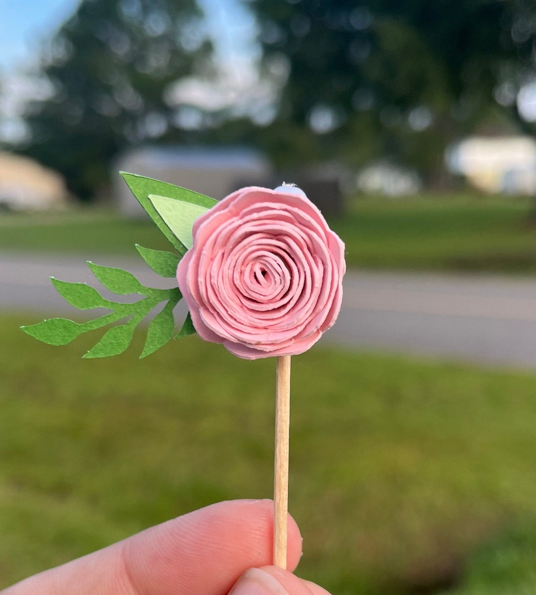 Pink Rose Cupcake Toppers Baby in Bloom Custom Birthday Bridal Cupcake ...