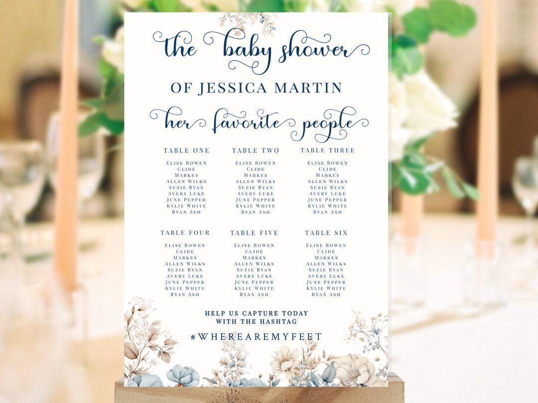 Blue Baby in Bloom Baby Shower Seating Chart Elegant Baby Shower Baby ...