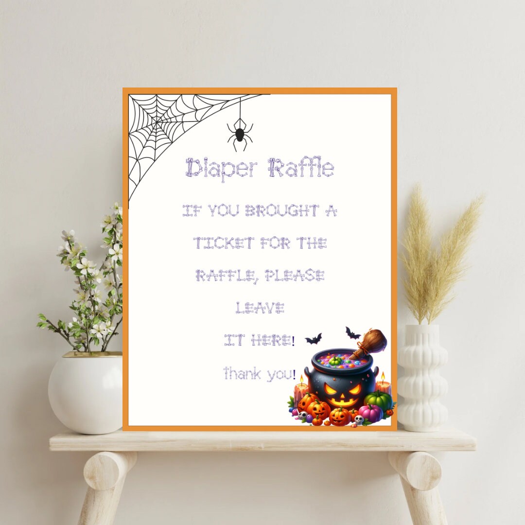 A Baby is Brewing Halloween Shower Game Diaper Raffle Sign- Spooky Baby ...