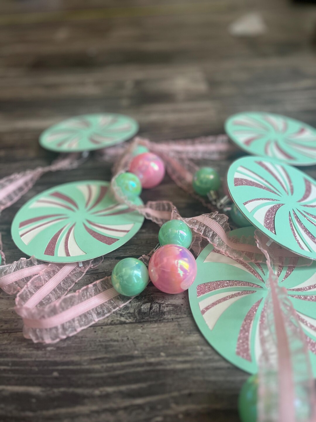 Pink Peppermint Garland Candyland Pastel Christmas Candy Decor ...