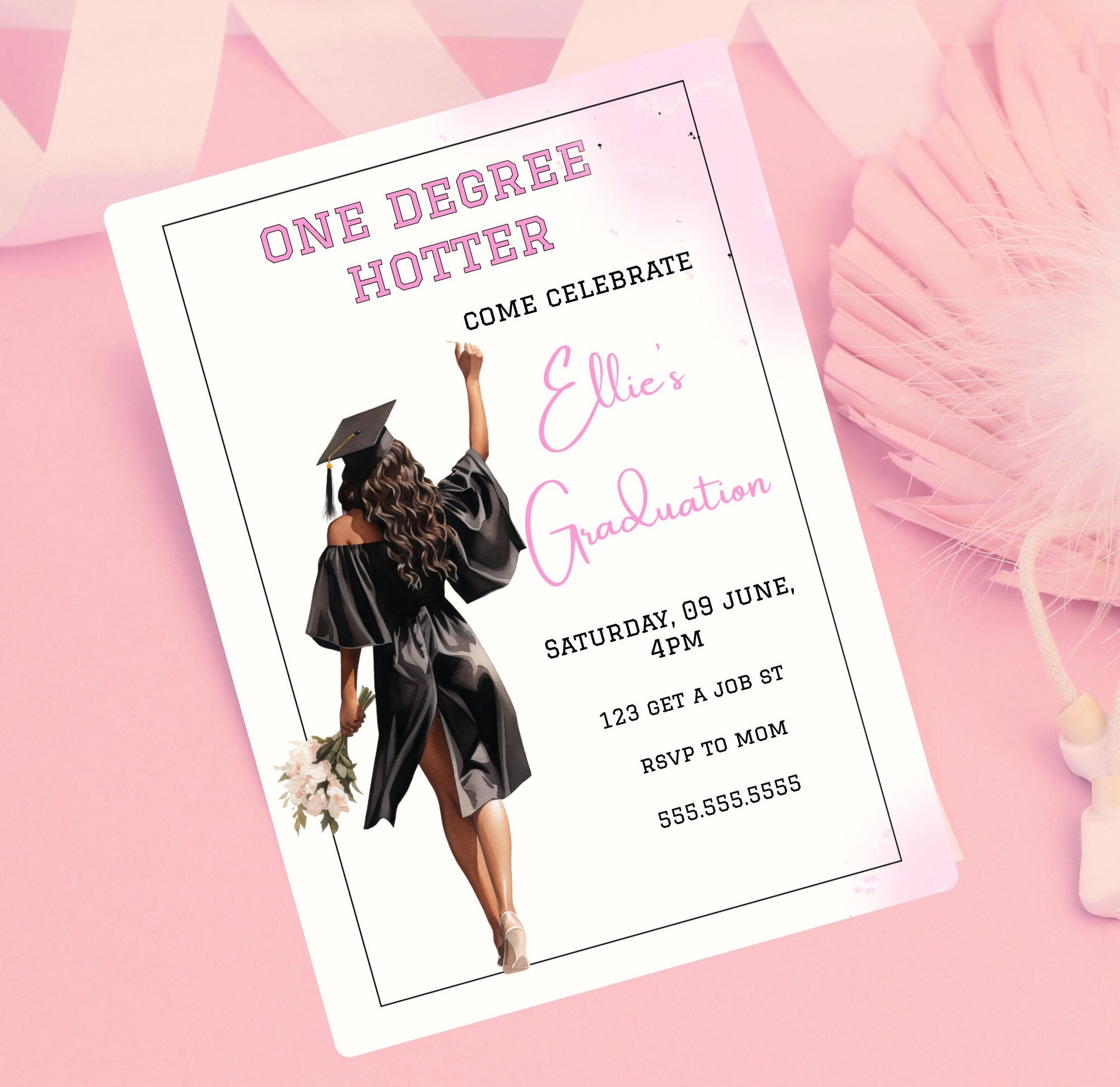 Black Girl Graduate One Degree Hotter Grad Invite African American ...