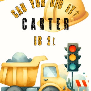 Digging Birthday Welcome Sign Dump Truck Party Decor Construction Boy's ...