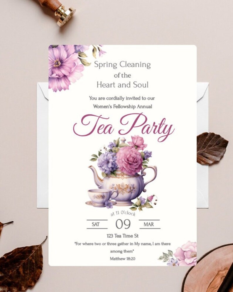 Women's Ministry Tea Party Invitation Women's Bible Study Tea ...
