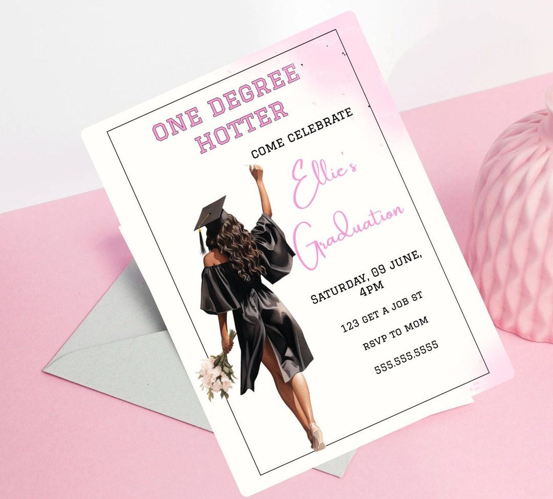 Black Girl Graduate One Degree Hotter Grad Invite African American ...