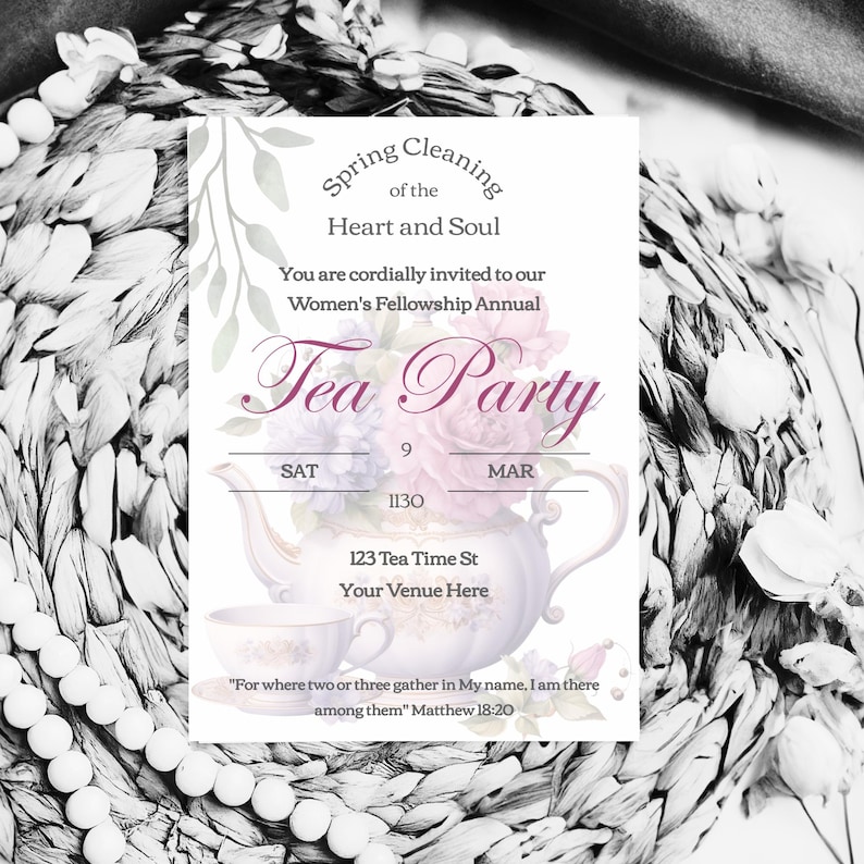 Women's Ministry Tea Party Invitation- Women's Bible Study- Tea ...
